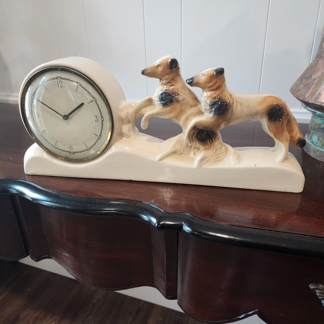 Vintage Ceramic Sheepdog Mantel Clock: Mid-century Hound Decor - Etsy