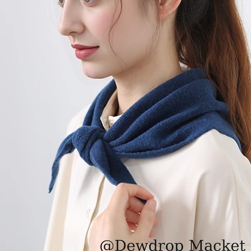 Navy Knit Triangle Scarf - Etsy