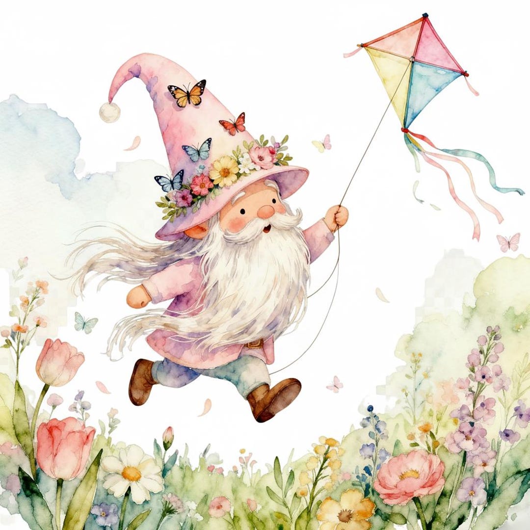 Kite Gnome PNG, Spring Gnome Clipart, Easter Gnome Flying Kite ...