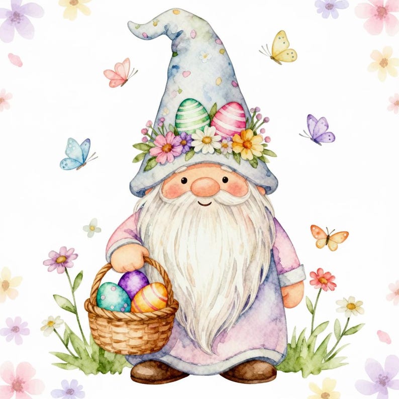 Easter Gnome PNG Clipart, Watercolor Easter Gnome Digital Download ...