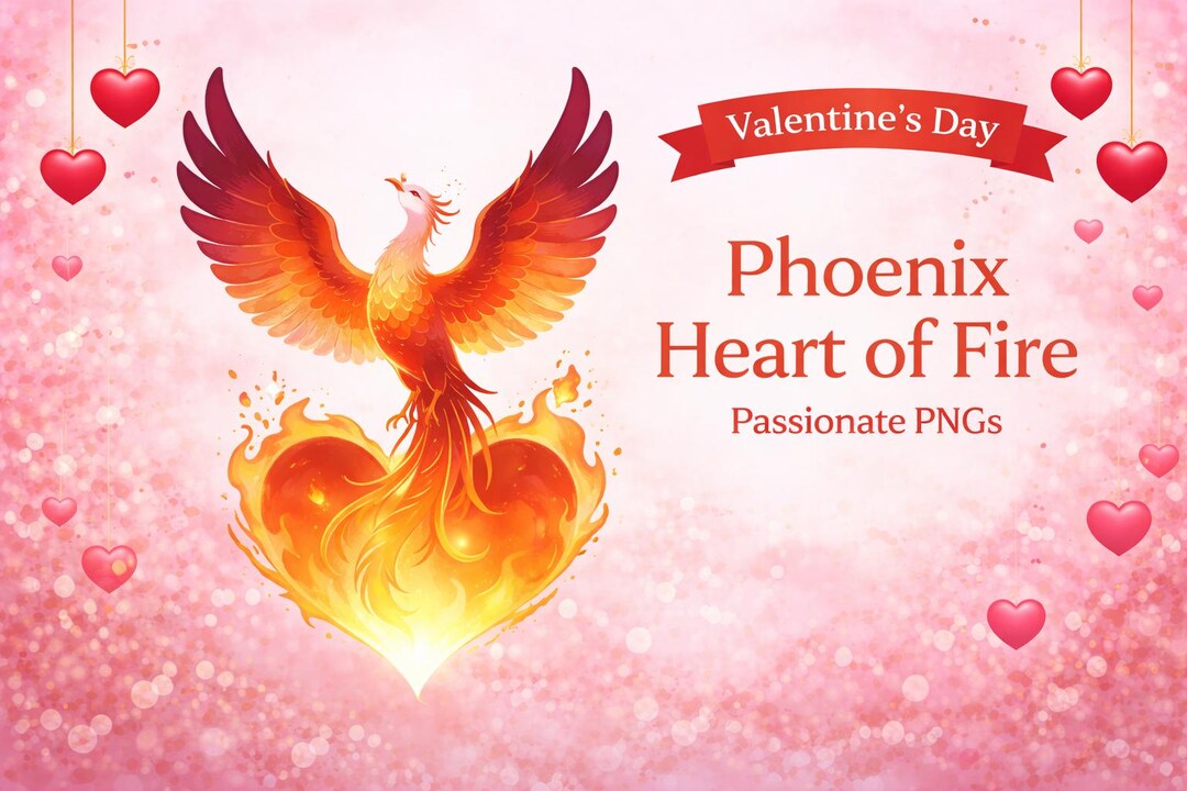 Phoenix Rising Heart PNG, Flaming Love Phoenix Art, Valentine Fire Bird ...