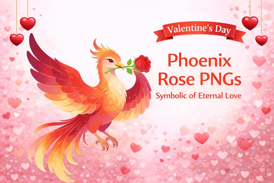 Phoenix With Rose PNG, Romantic Fire Bird Art, Valentine Love Phoenix ...