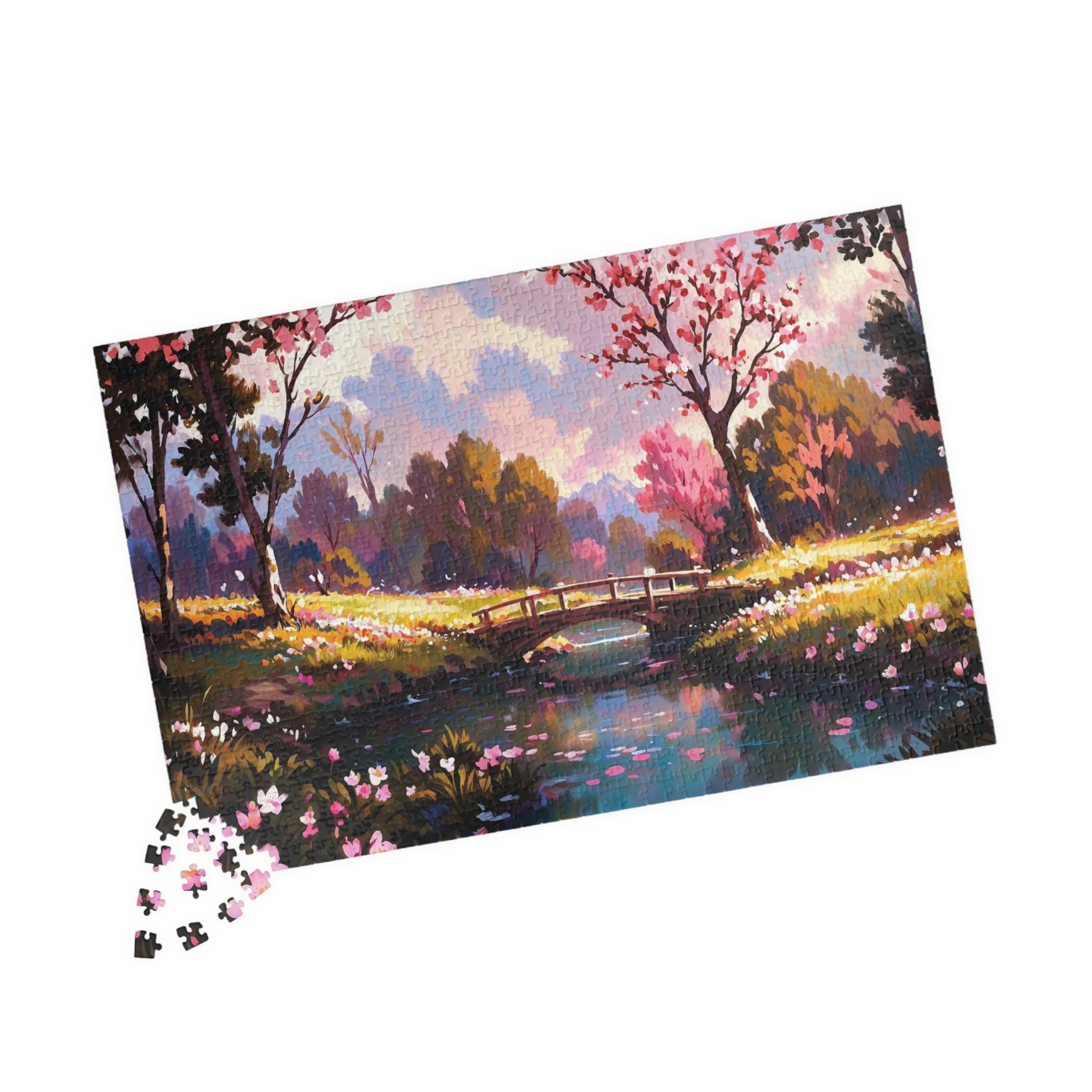 Cherry Blossom Jigsaw Puzzle: Spring Garden Landscape, 500/1000 Piece ...
