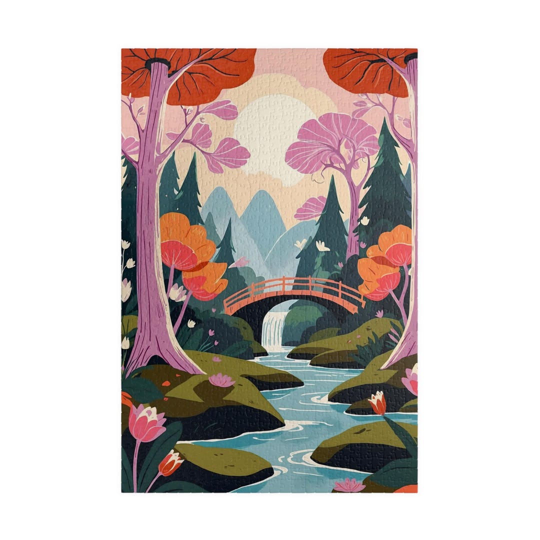 Fantasy Forest Bridge Jigsaw Puzzle: Whimsical Nature Scene - Etsy
