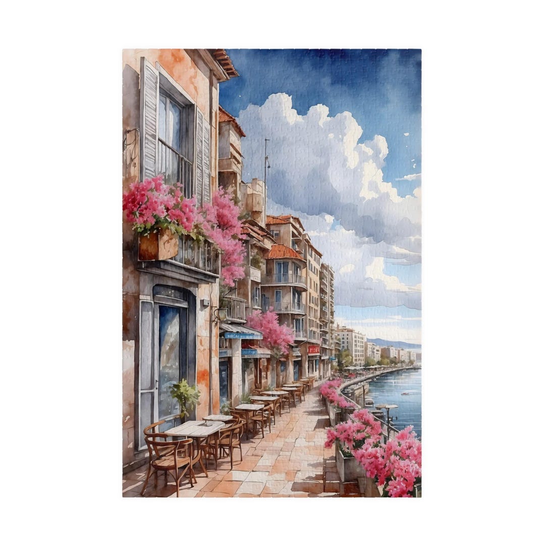 Thessaloniki Greece Jigsaw Puzzle: Waterfront Cafe Scene - Etsy