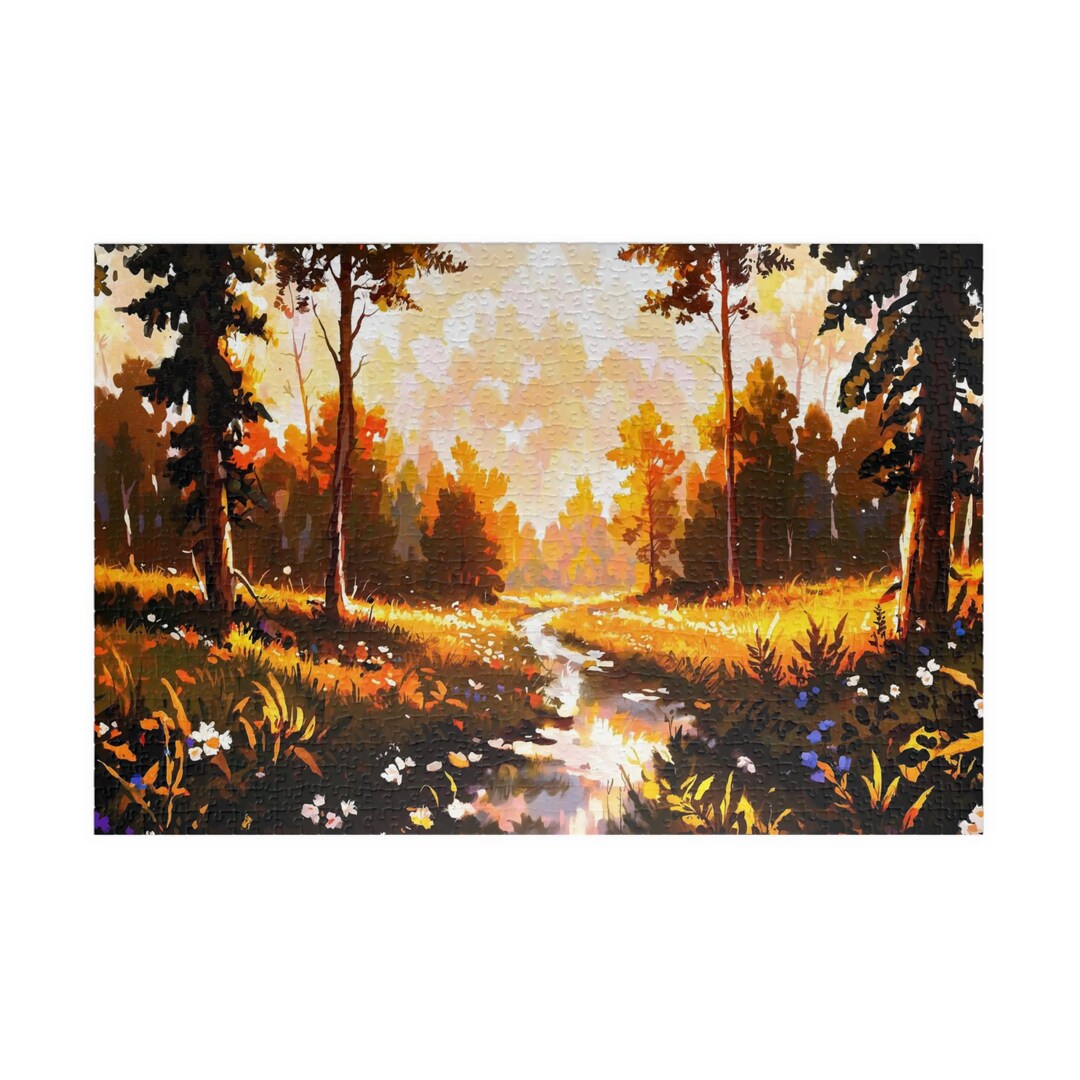 Forest Path Jigsaw Puzzle: Golden Hour Woodland Scene - Etsy