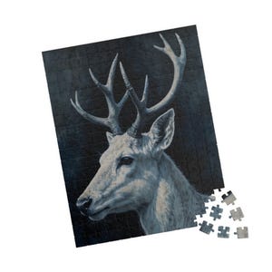 Majestic White Stag Jigsaw Puzzle: Elegant Wildlife Art (500/1000 Piece ...