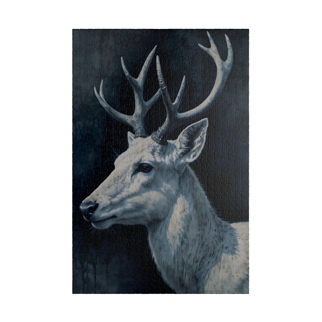 Majestic White Stag Jigsaw Puzzle: Elegant Wildlife Art (500/1000 Piece ...