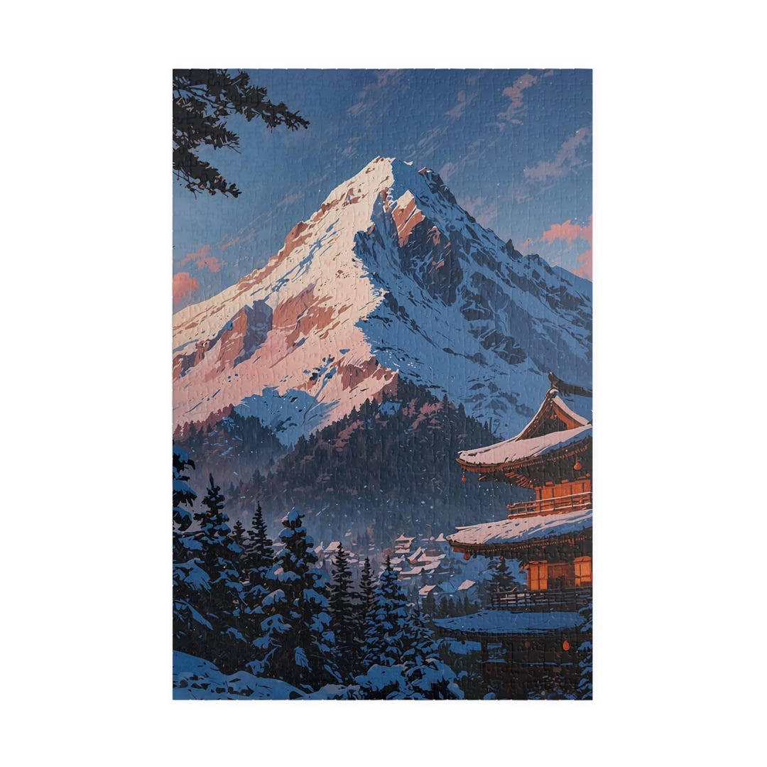 Japanese Mountain Temple Jigsaw Puzzle: Serene Winter Landscape (500/ ...