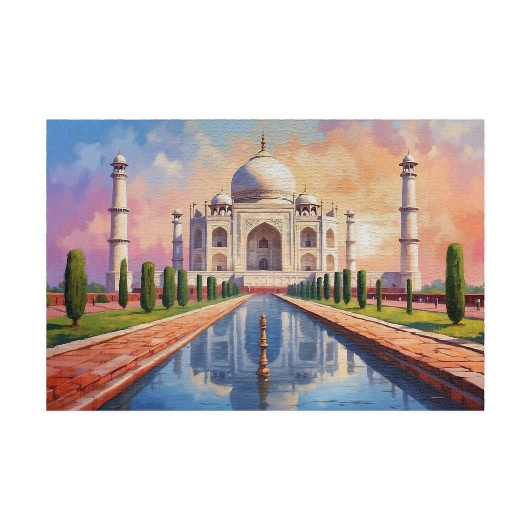 Taj Mahal Sunset Jigsaw Puzzle: India Landscape, Adult Puzzle - Etsy