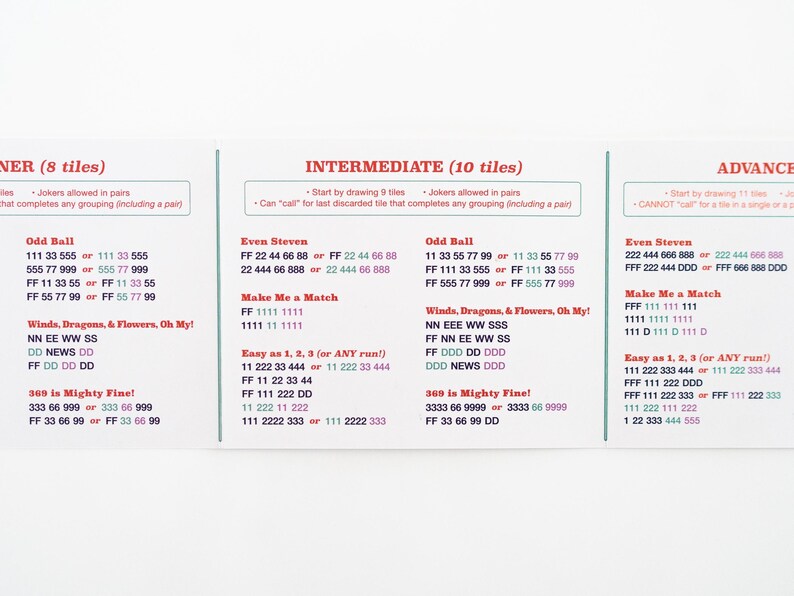 Mini Mahjer Card: Teaching Children American Mahjong - Etsy