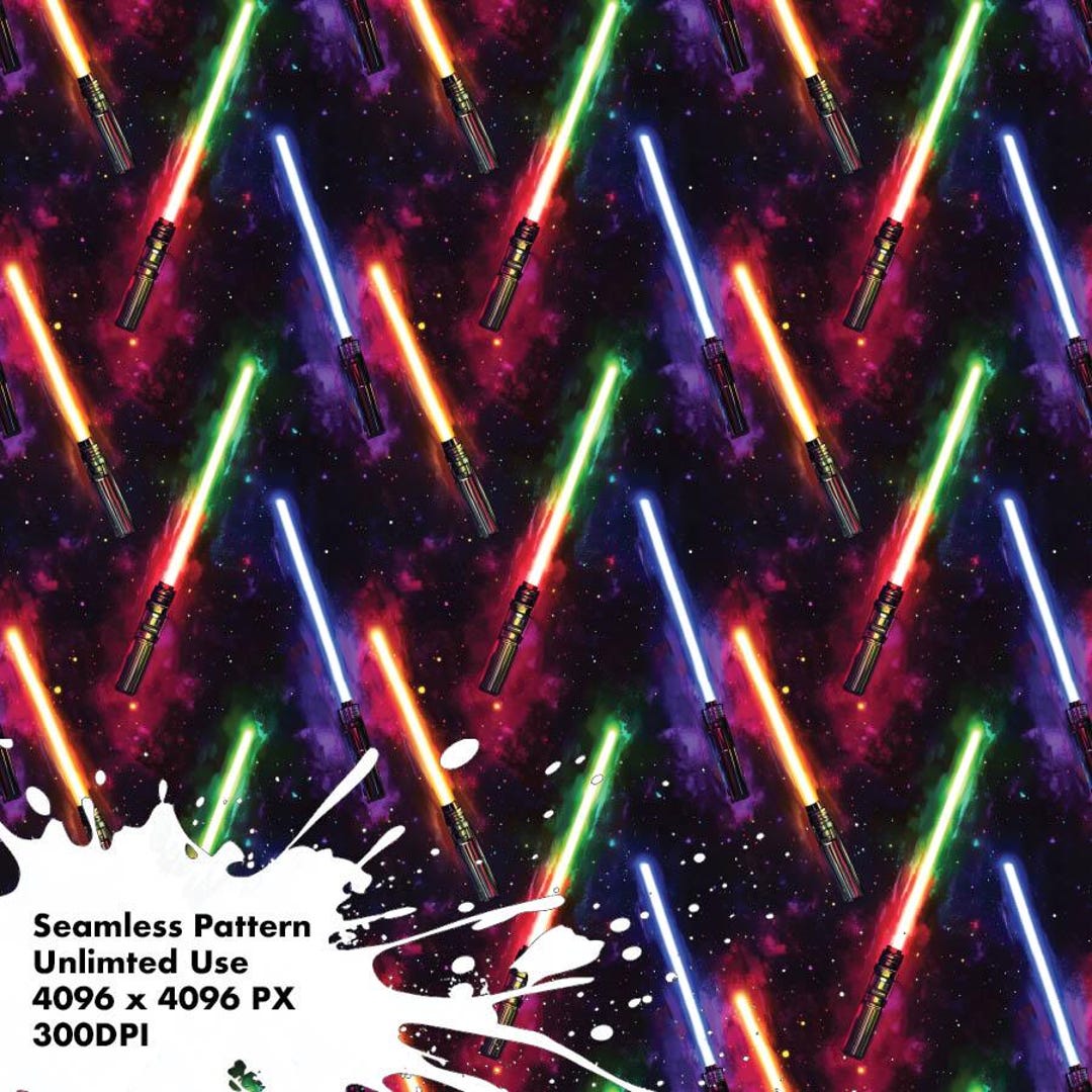 Epic Lightsaber Pattern Seamless Sci-fi Design, Digital Download, Jedi ...