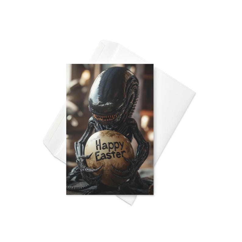 Alien Xenomorph Easter Card Sci-fi Horror Easter Greeting, Funny Dark ...