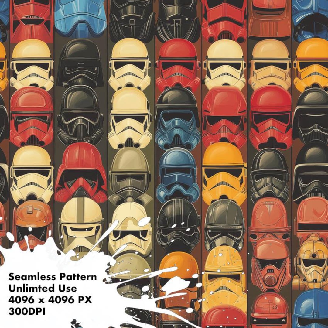 Star Wars Helmets Seamless Pattern Iconic Galactic Headgear, Sci-fi ...