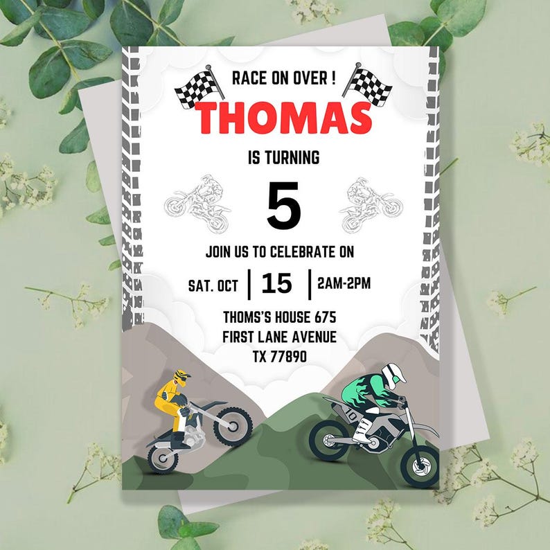Motocross Birthday Invitation, Bike Birthday Invitation, Extreme ...
