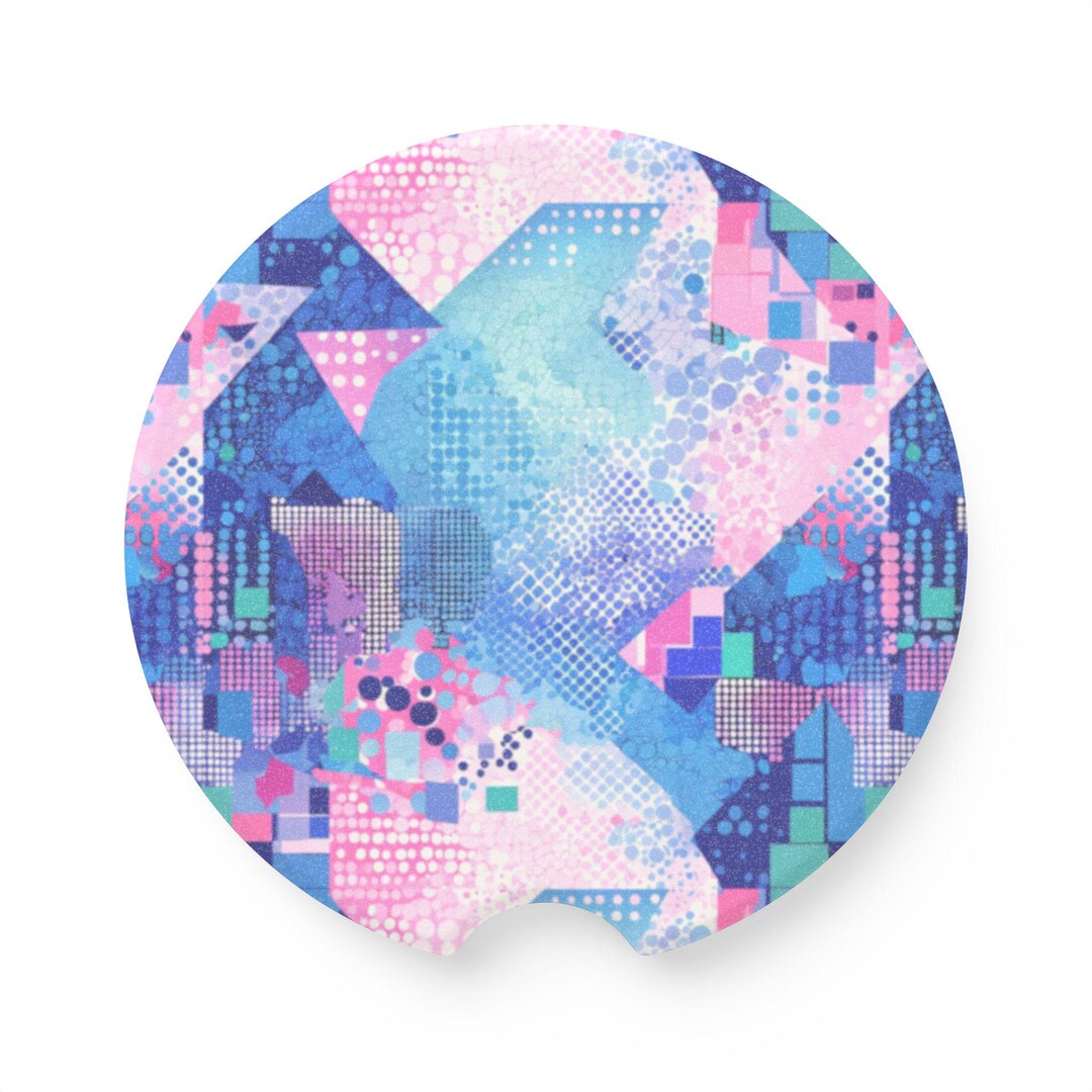Vibrant Modern Geometric Shapes Soapstone Car Coaster - Etsy