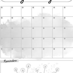 Printable Dandelion 2025 Calendar - Etsy