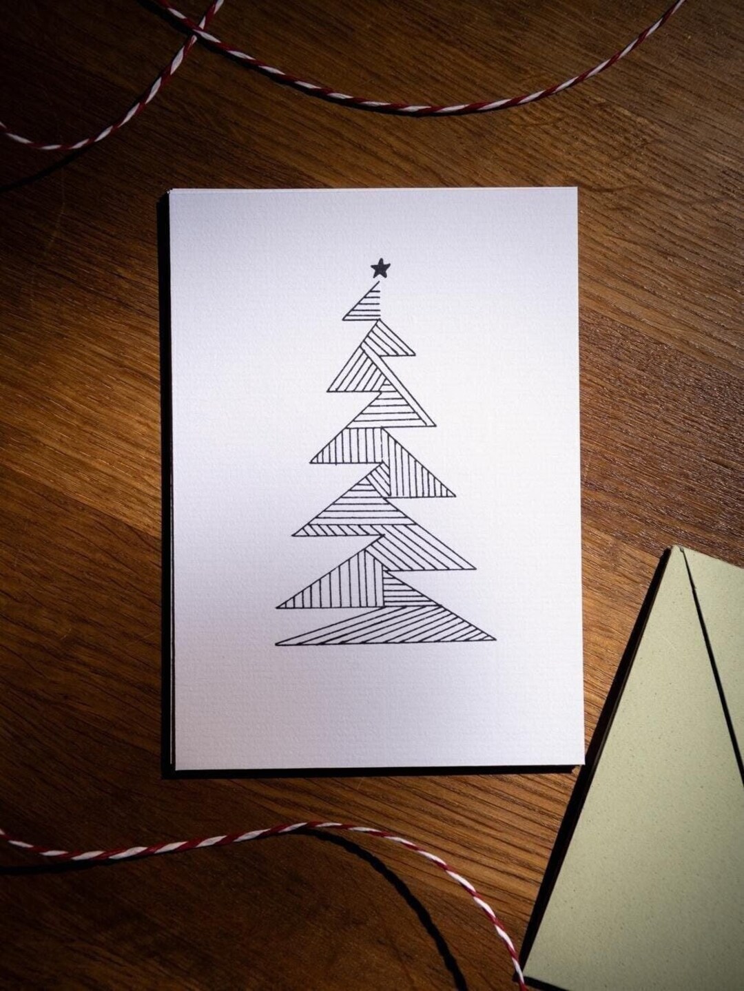 Printable Christmas Tree Card, Holiday Card, Hand-illustrated Christmas ...