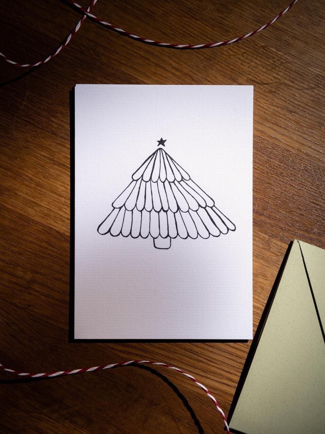 Printable Christmas Tree Card, Holiday Card, Hand-illustrated Christmas ...