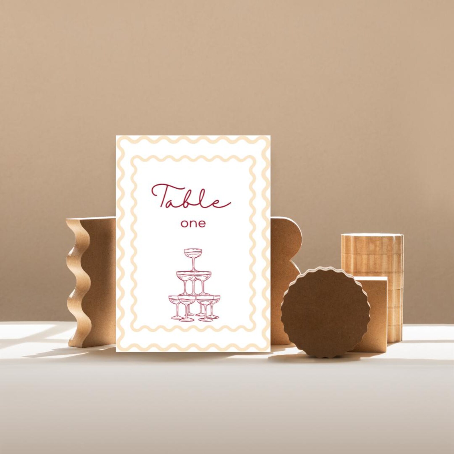 Wavy Table Number Template, Curvy Wedding Table Numbers, Colourful ...