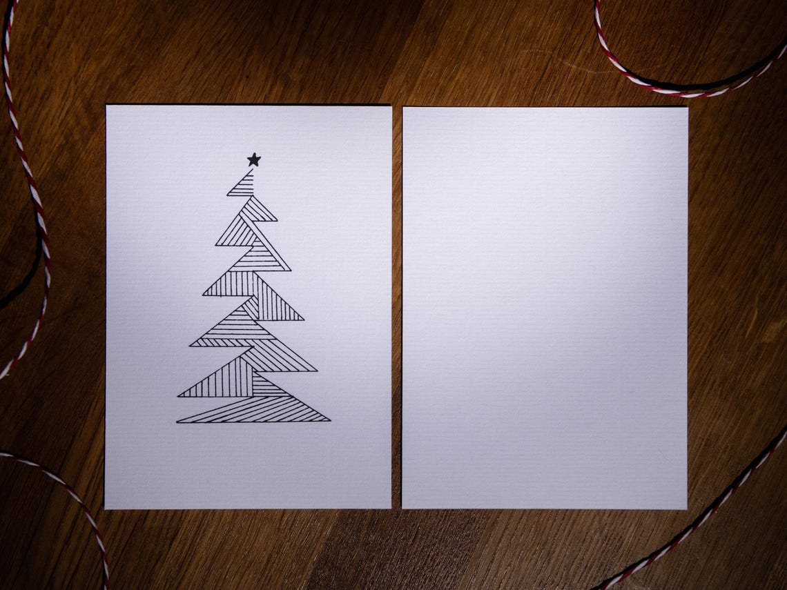 Hand-illustrated Christmas Tree Card: Minimalist Holiday Card (digital ...
