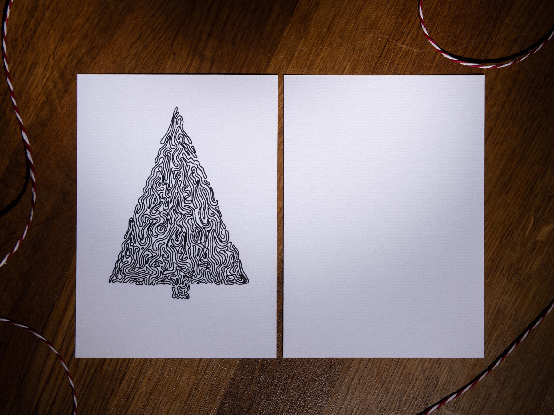 Hand-illustrated Christmas Tree Card: Minimalist Holiday Card (digital ...