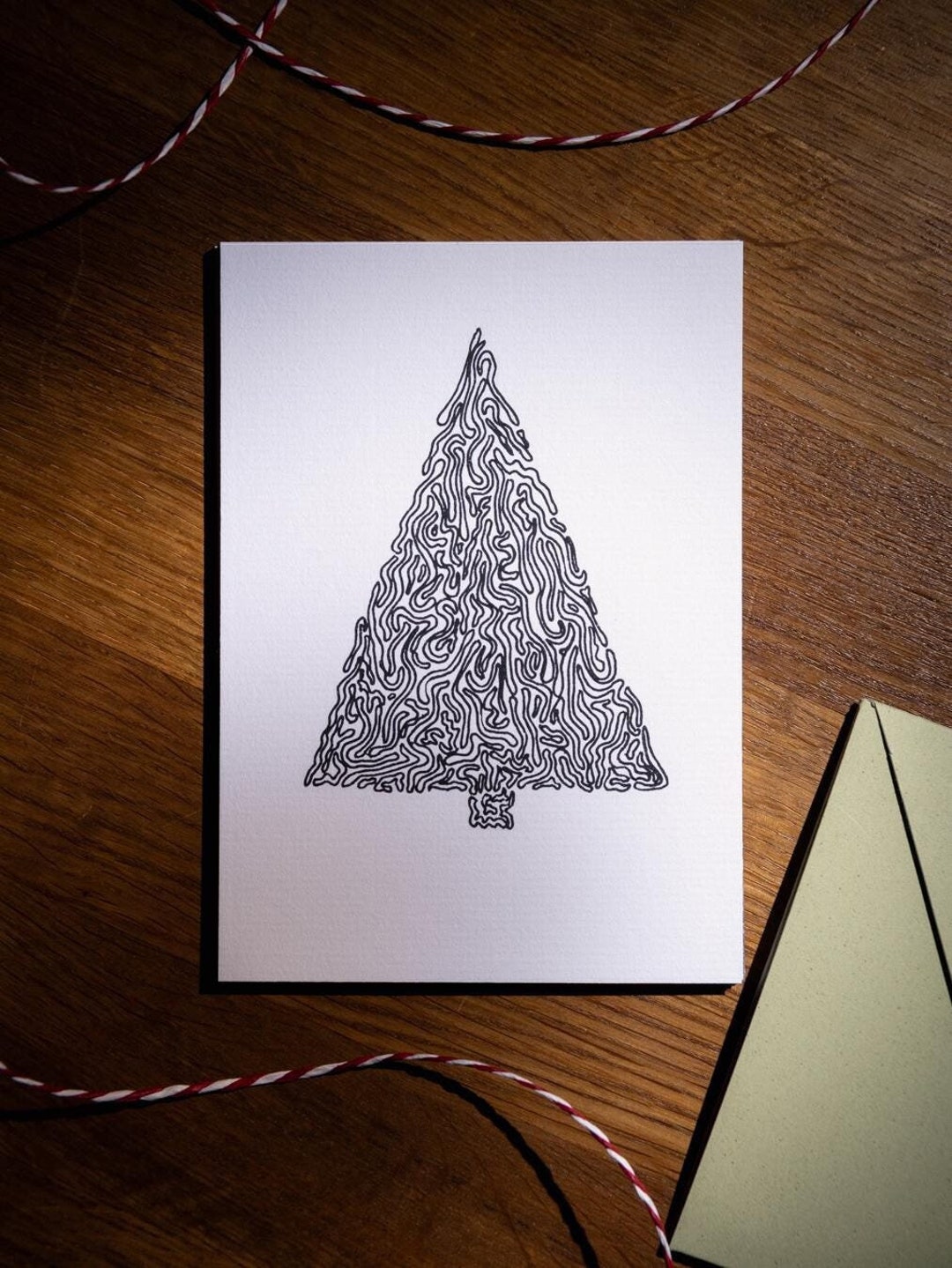 Hand-illustrated Christmas Tree Card: Minimalist Holiday Card (digital ...