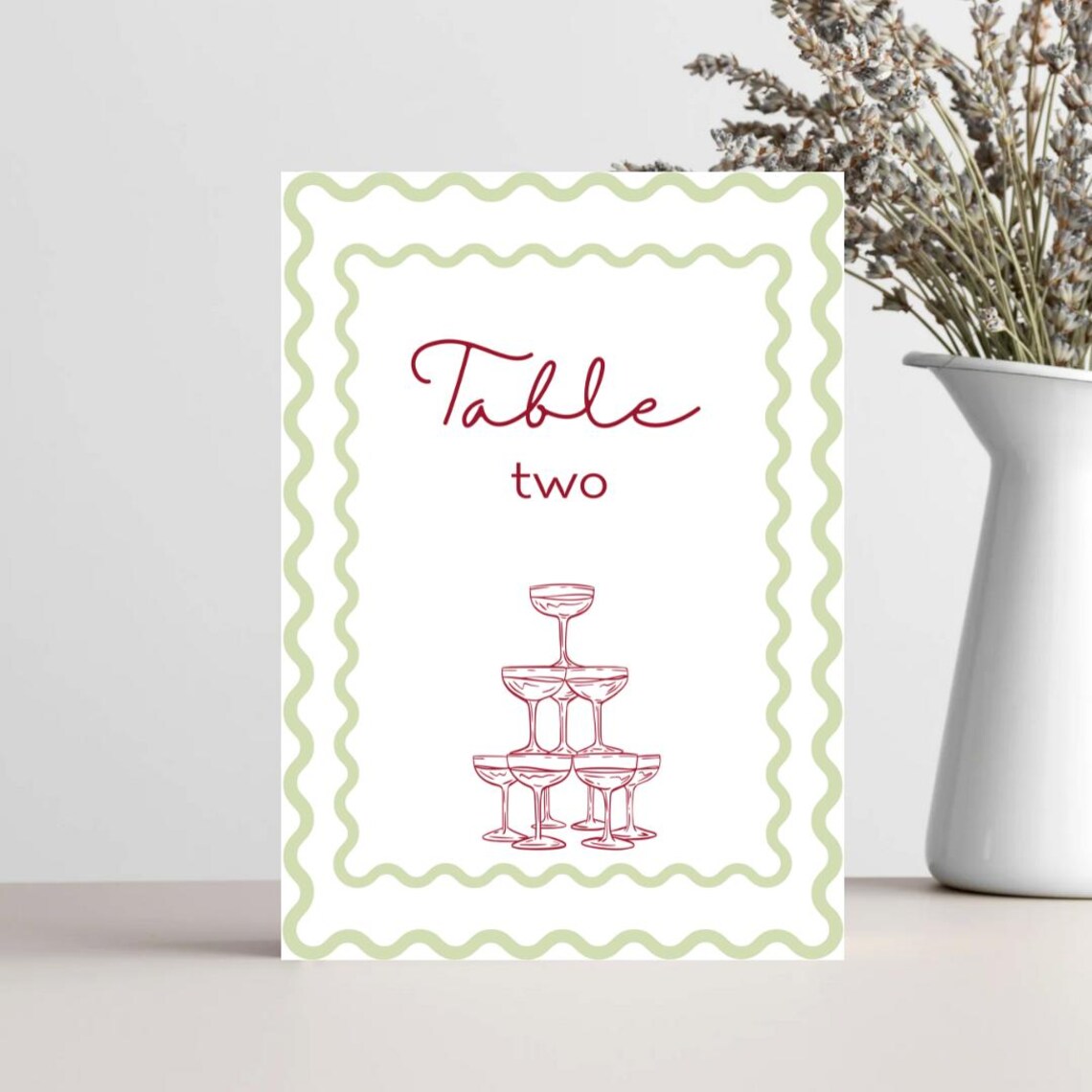 Wavy Table Number Template, Curvy Wedding Table Numbers, Colourful ...