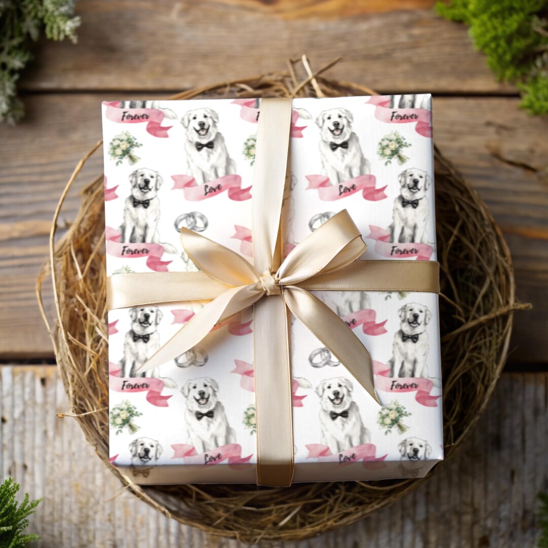 Great Pyrenees Wedding Gift Wrap Wrapping Paper Engagement Love Forever ...