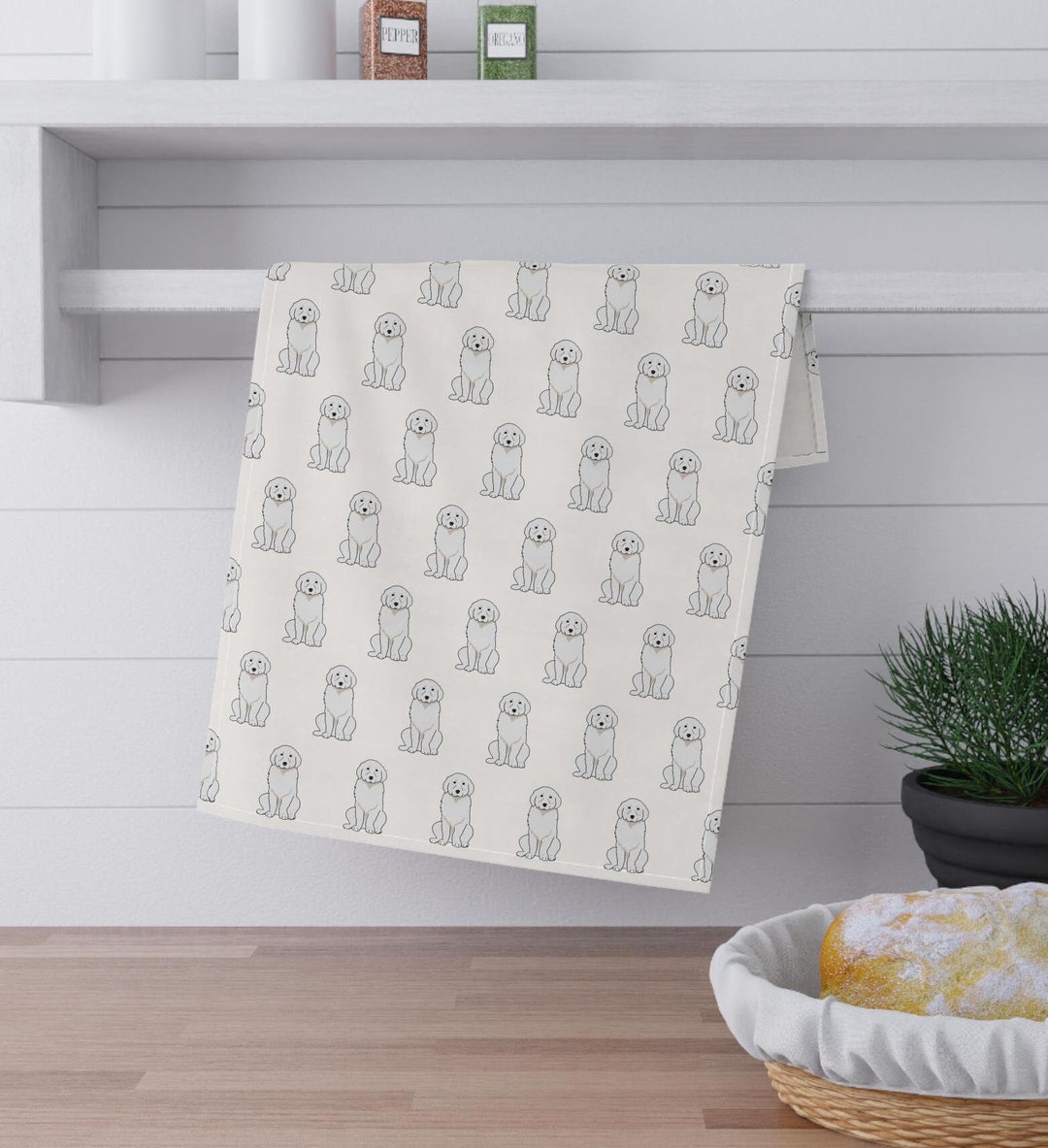 Great Pyrenees Dog Pattern White Kitchen Tea Towel Cotton Twill - Etsy