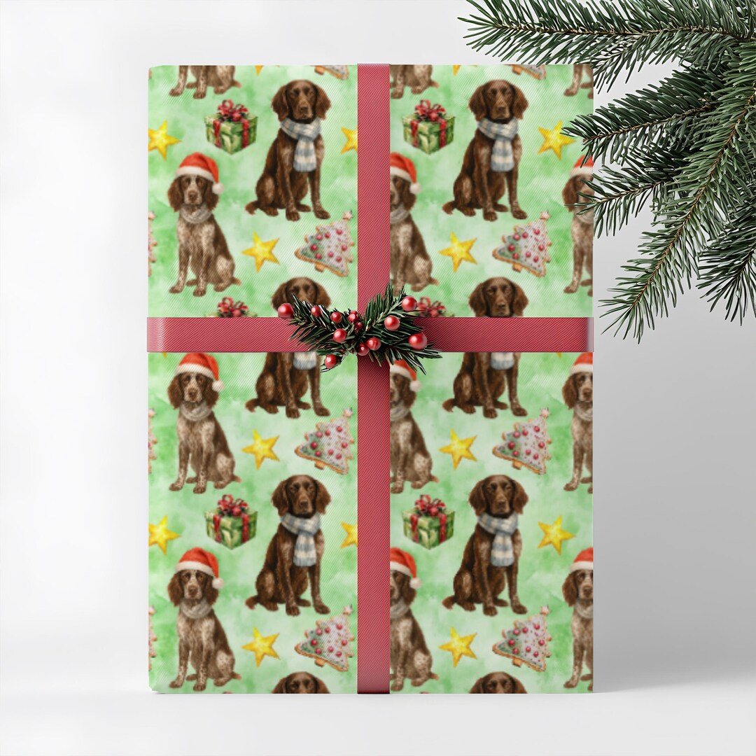 German Longhaired Pointer Christmas Wrapping Paper, Dog Lover, Holiday ...
