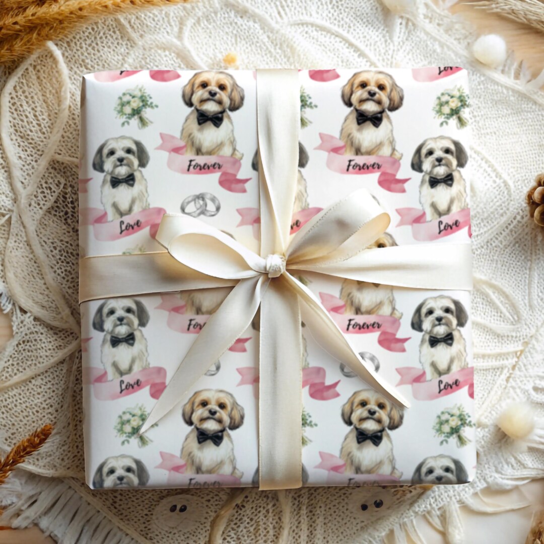 Lhasa Apso Wedding Gift Wrap Wrapping Paper Engagement Love Forever Dog ...