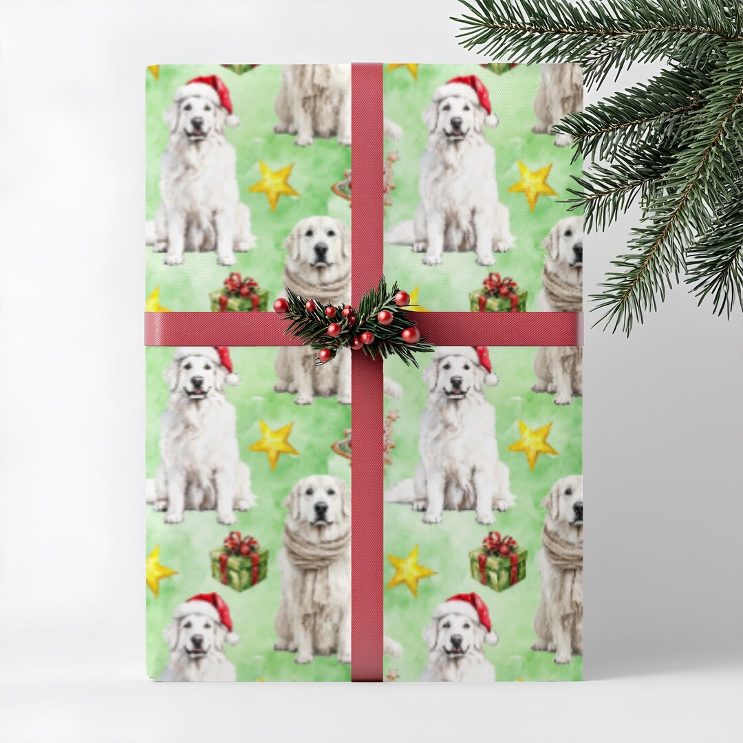 Great Pyrenees Christmas Wrapping Paper, Dog Lover, Holiday Gift Wrap ...