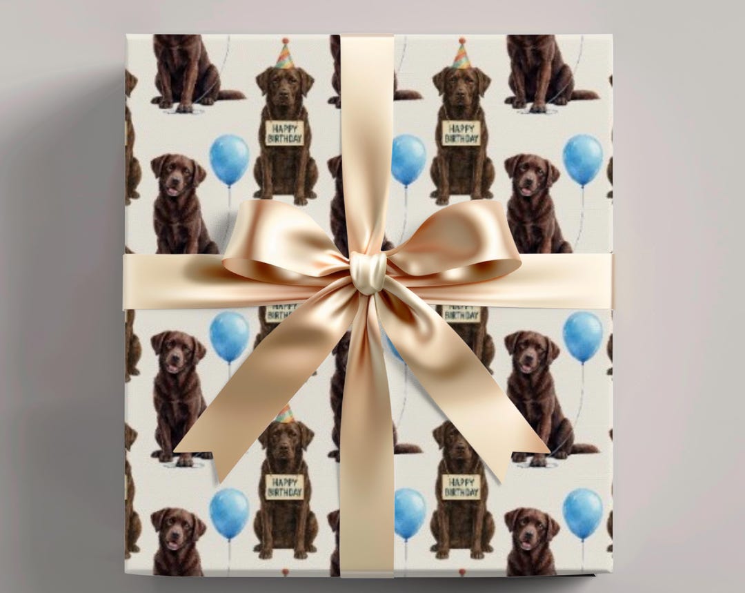 Chocolate Lab Birthday Wrapping Paper Roll, Liver Labrador Retriever ...