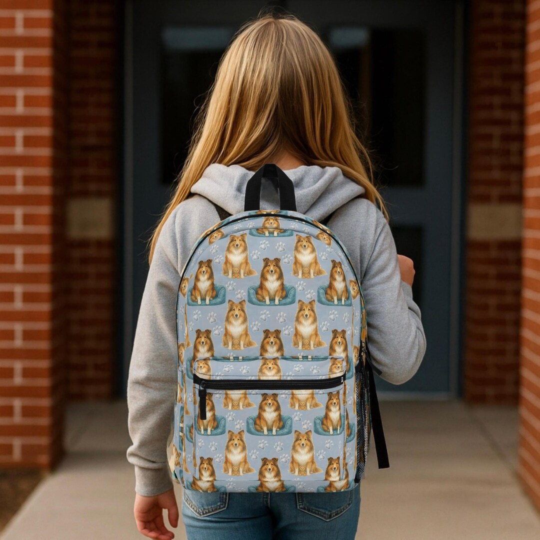 Shetland Sheepdog Backpack, Back to School Bag for Sheltie Dog Lovers ...