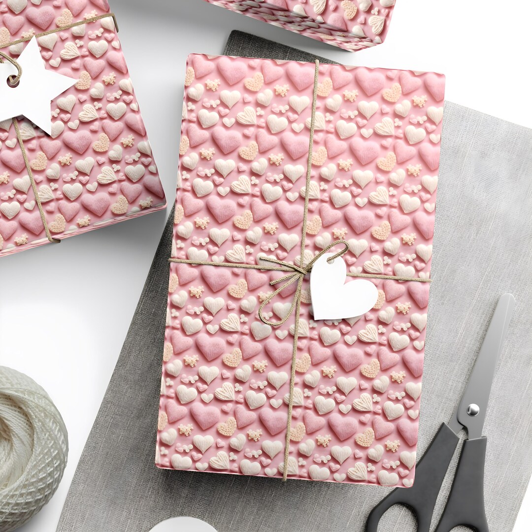 Hearts 3D Illusion Gift Wrap Wrapping Paper - Etsy