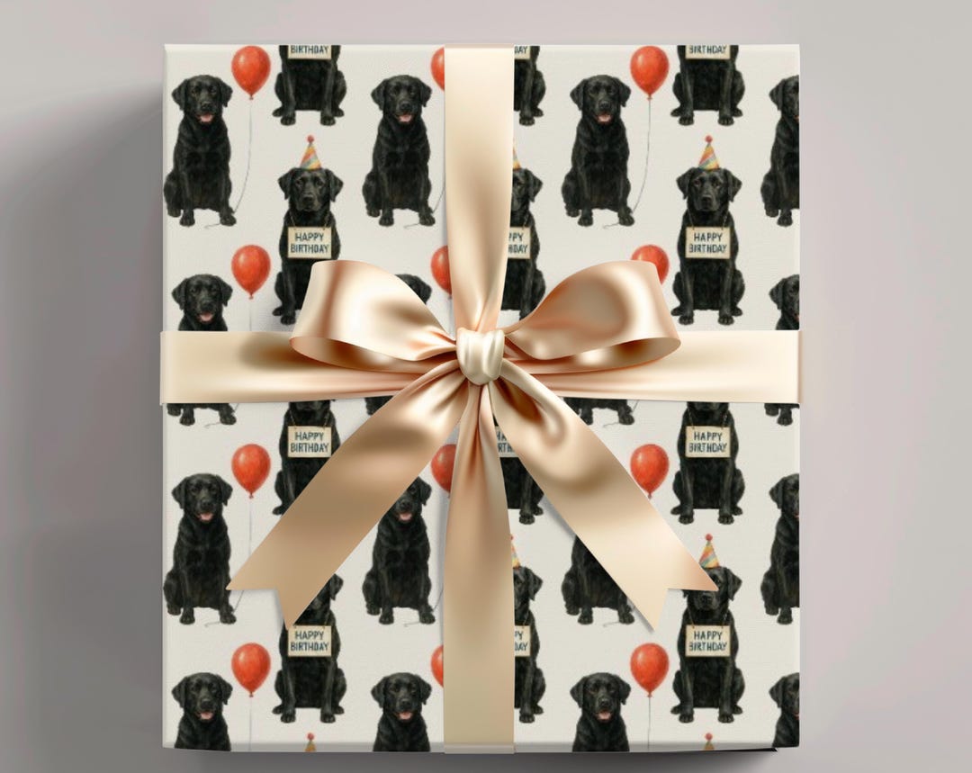 Black Lab Birthday Wrapping Paper Roll, Labrador Retriever Dog Gift ...