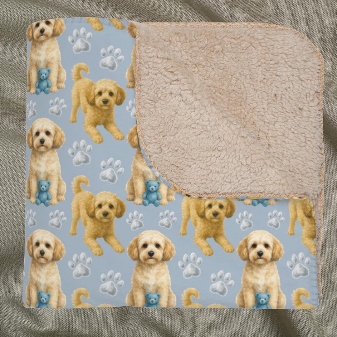 Havapoo Sherpa Blanket, Cute Poovanese Dog Paw Print Throw, Cozy Gift ...