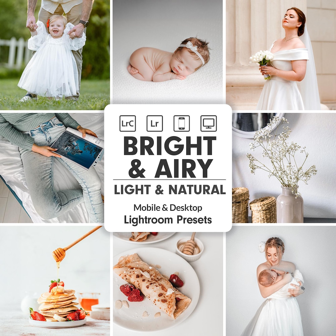 Bright Airy Lightroom Presets : Wedding Portrait, 10 Clean Natural ...