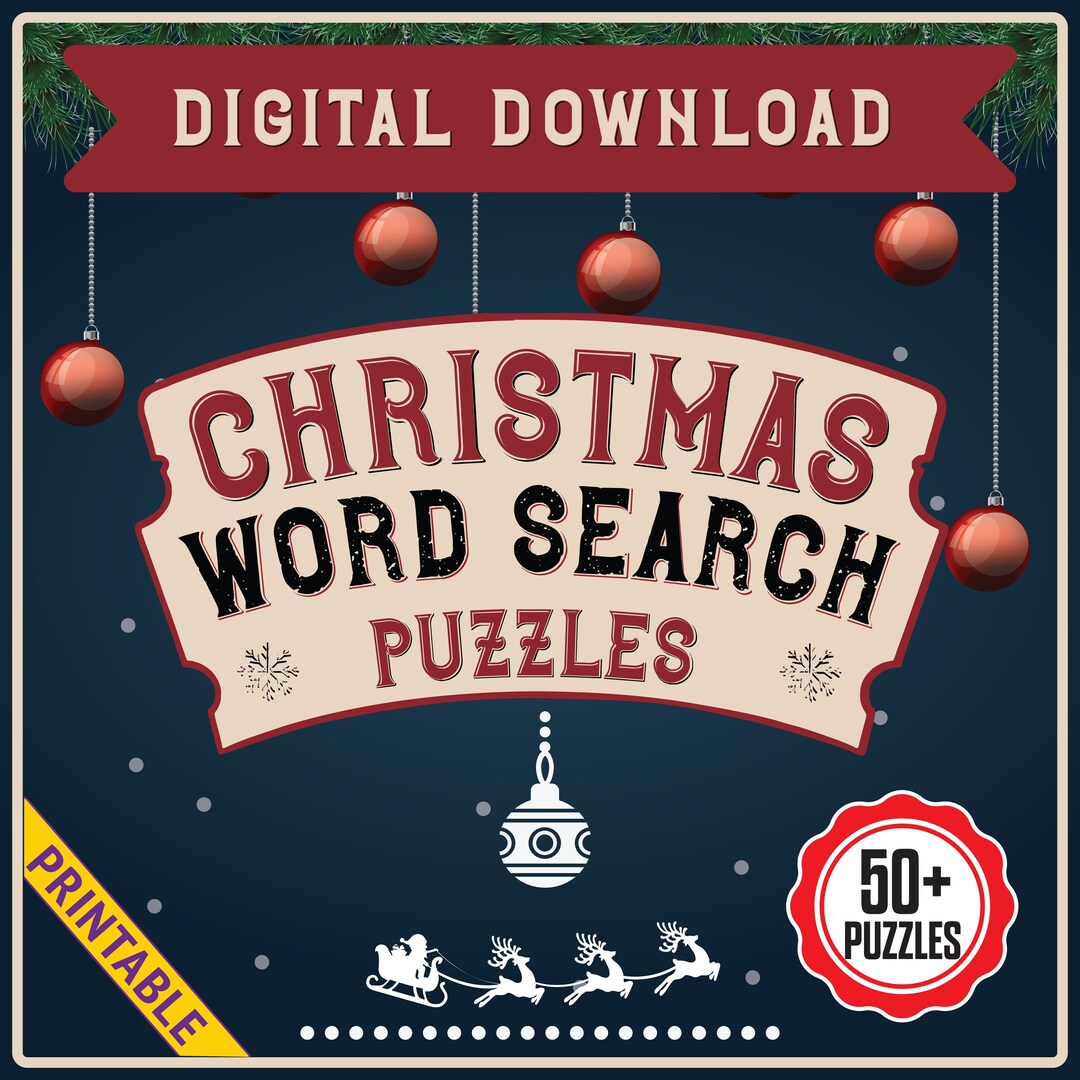 Christmas Word Search Puzzle Book: Holiday Party Game (digital Download ...