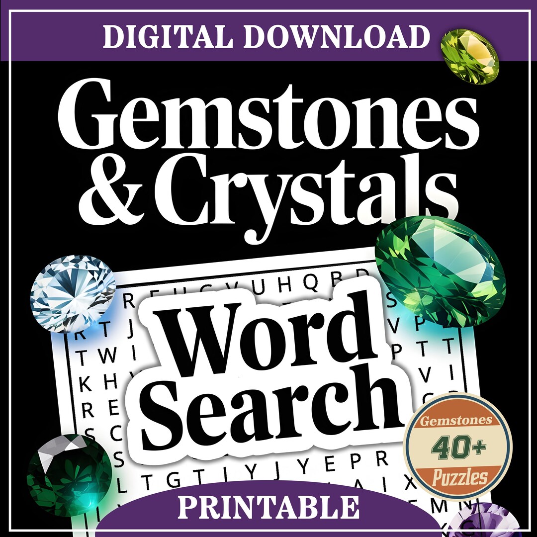 Gemstones and Crystals Word Search, Fun Puzzle Game for Mindful ...
