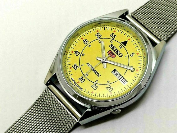 Vintage Seiko 5 Automatic Yellow Dial Pre-owned 6309a… - Gem