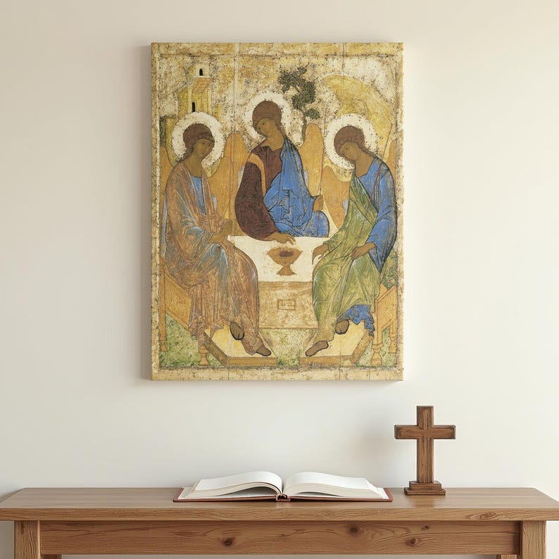 Rublev Holy Trinity Icon Canvas | Orthodox Prayer Room Wall Art - Etsy
