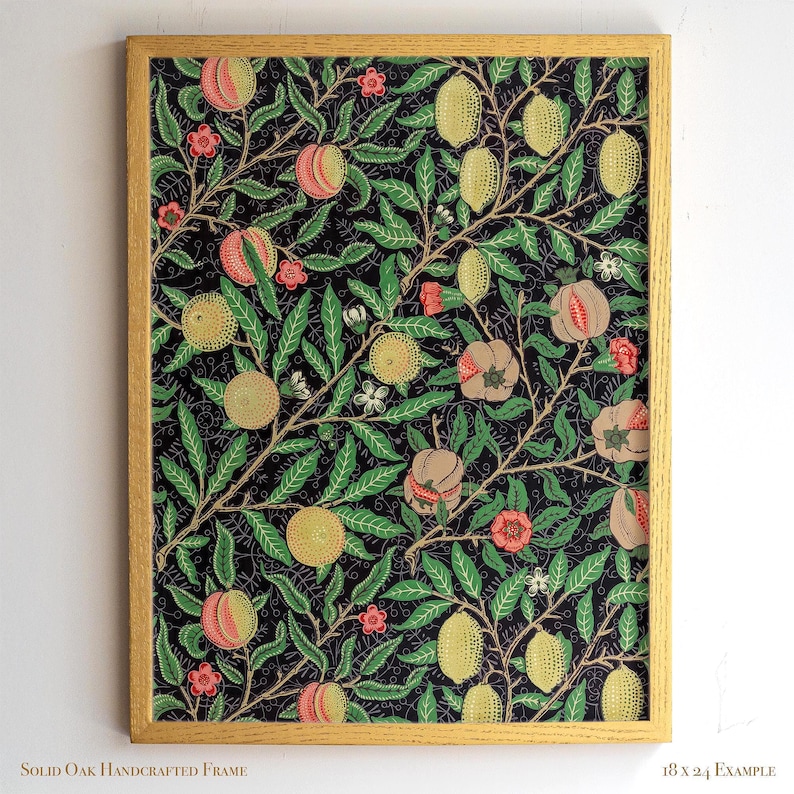William Morris Pomegranate Print | Dark Botanical Oak Framed Wall Art ...