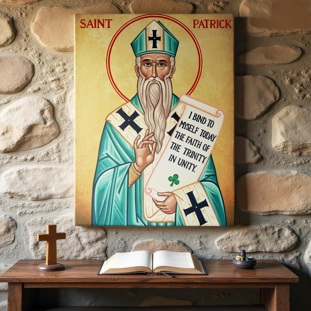 St Patrick Icon Canvas | Icon Wall Art | Saint Patrick Icon | Icon for ...