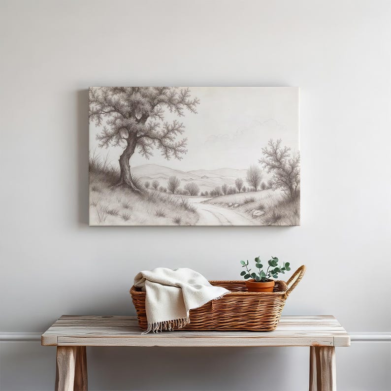 Black and White Tree Art Canvas | Vintage Nature Print - Etsy