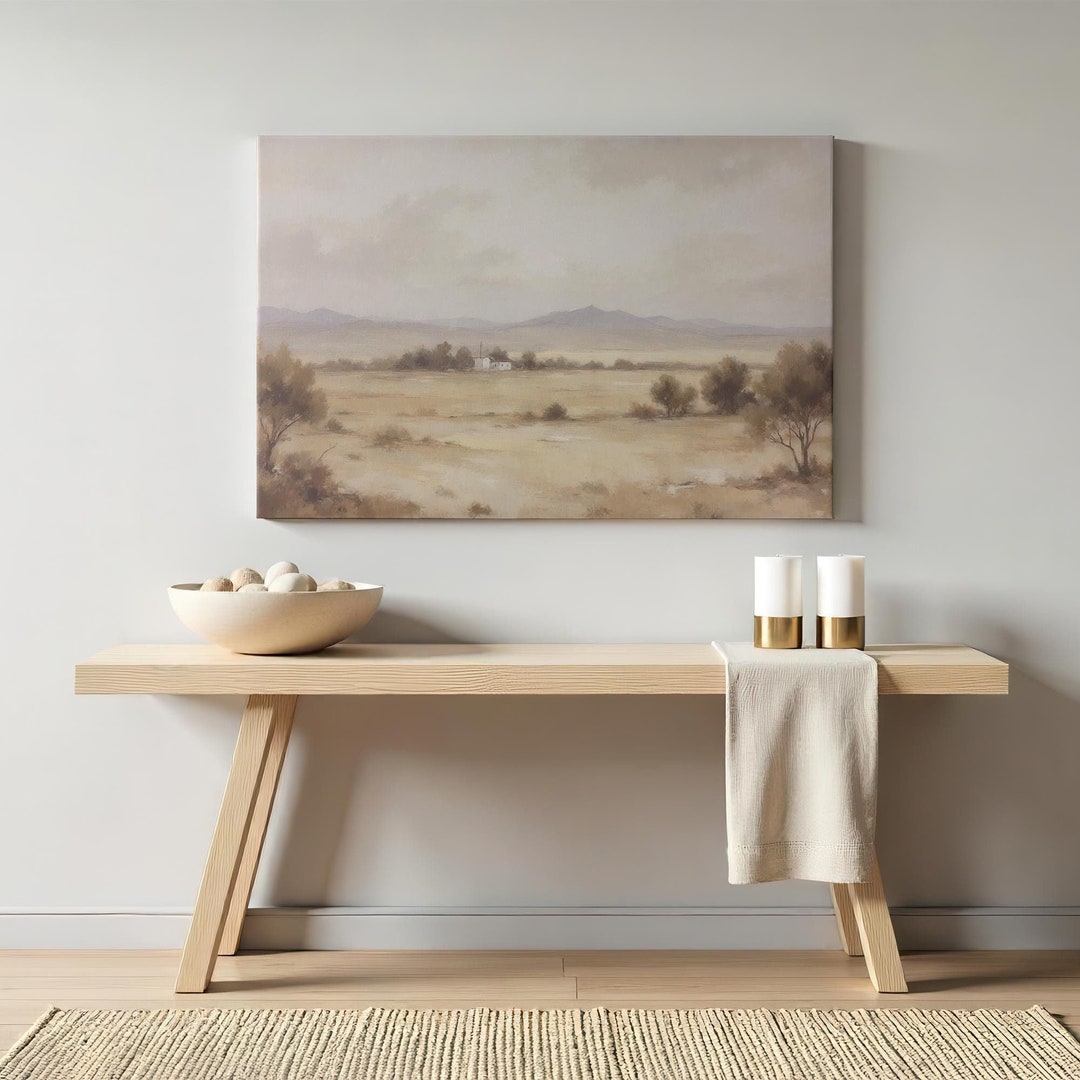Extra Large Canvas | Landscape Painting Print | Neutral Earth Tone Wall ...