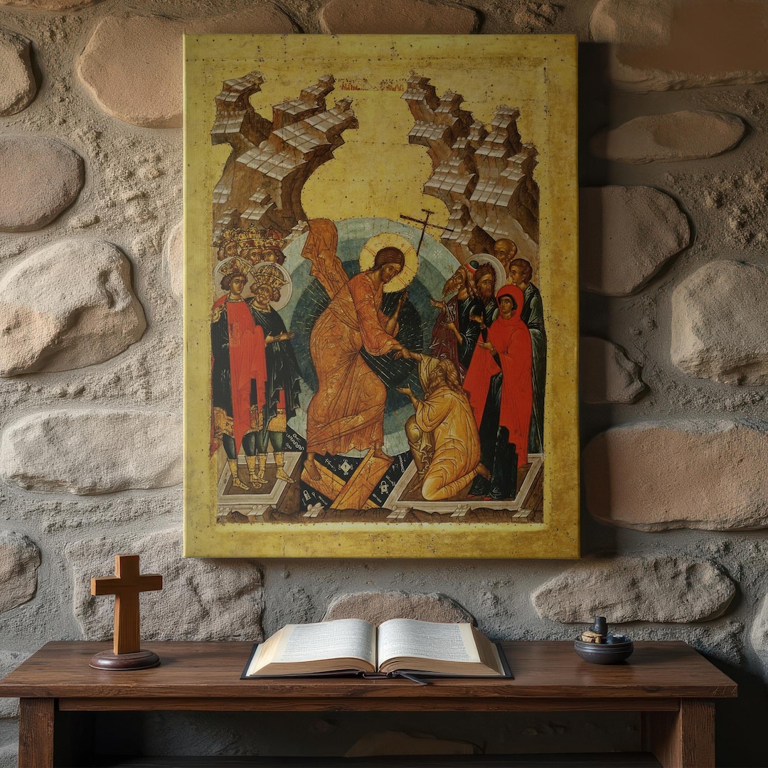 Orthodox Jesus Resurrection Icon Canvas | Icon Wall Art Canvas ...