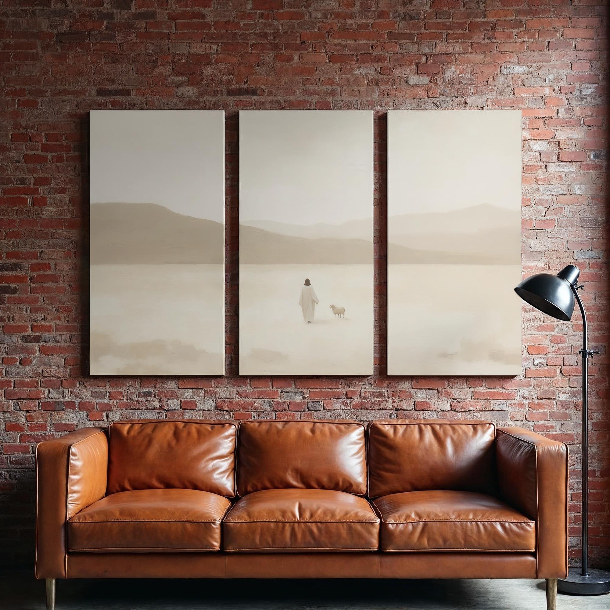 3 Panel Christian Canvas Set | Jesus and the Lost Sheep Triptych Print ...