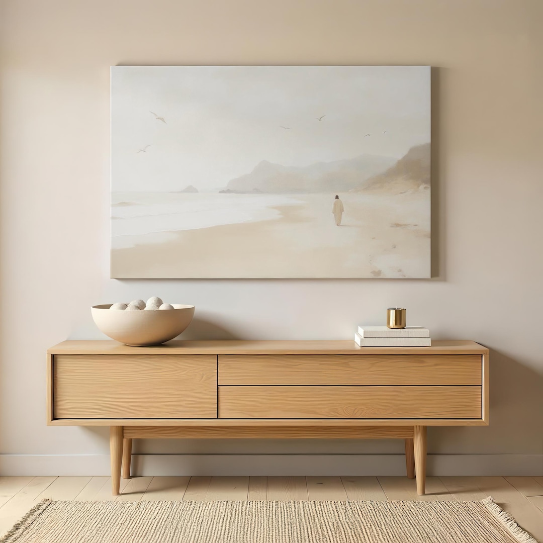 Christian Wall Art | Jesus Walking on the Beach Print | Serene Coastal ...